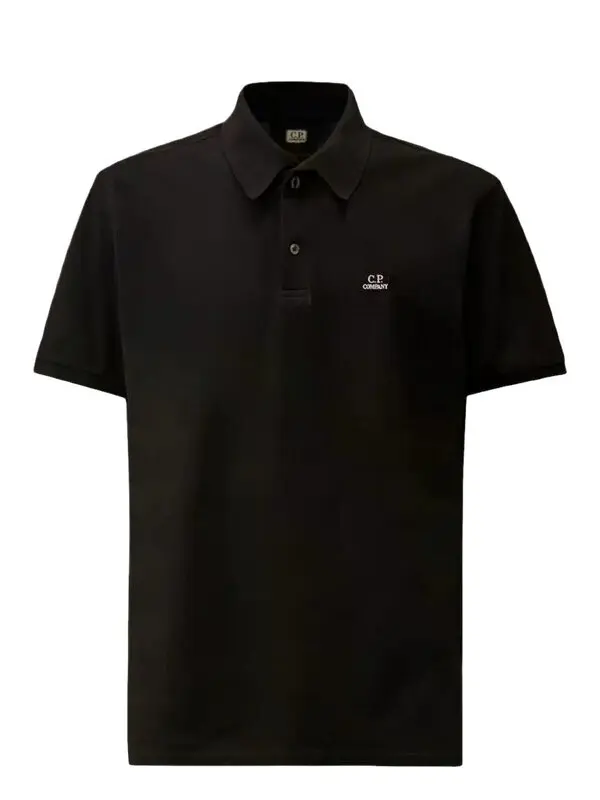 C.P. COMPANY Short-sleeve Point-collar Cotton Polo Shirt - Blue