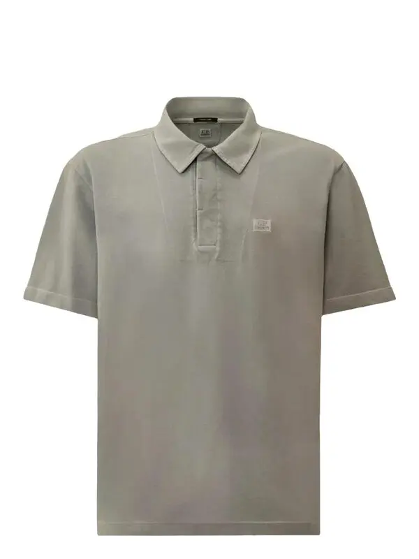 C.P. COMPANY 24/1 Piquet-button Short-sleeve Logo-patch Cotton Polo Shirt - Grey
