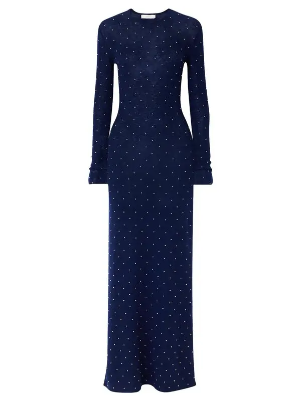 Rabanne Studded Wool-blend Maxi Dress - Blue
