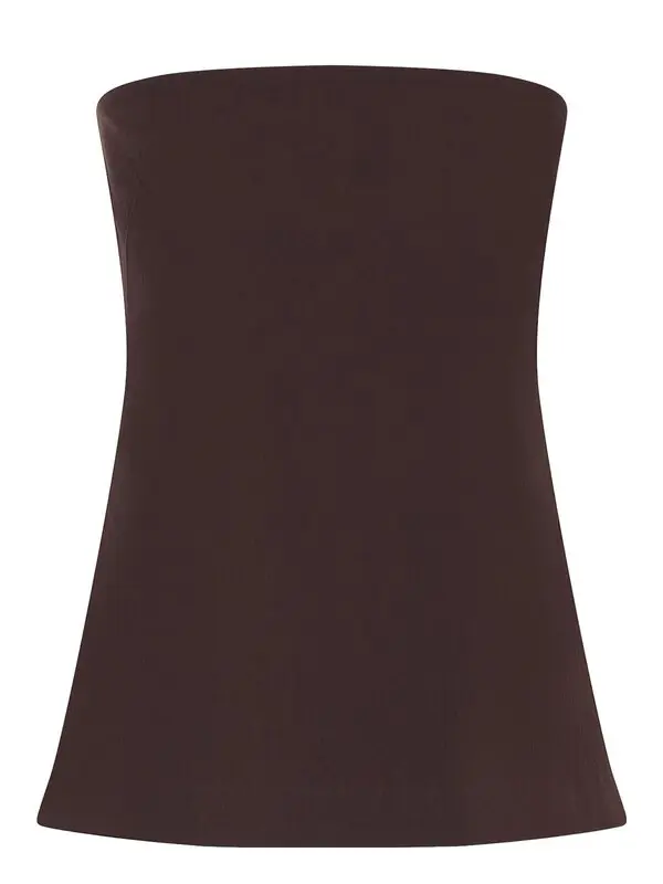 ST. AGNI Strapless Open-back Cotton-blend Top - Brown
