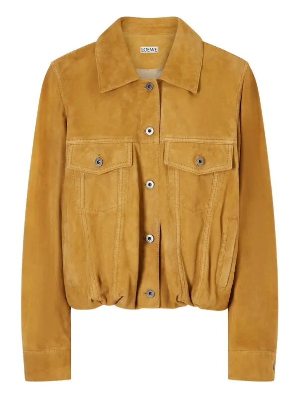 Loewe Gathered Suede Jacket - Brown