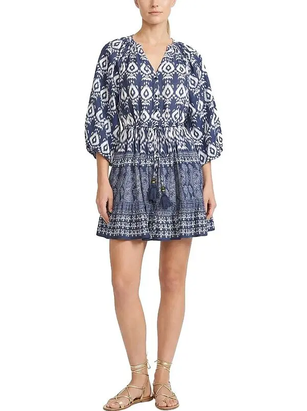 CHANGE OF SCENERY Balloon Sleeve Mini Shirtdress - Tivara Ikat