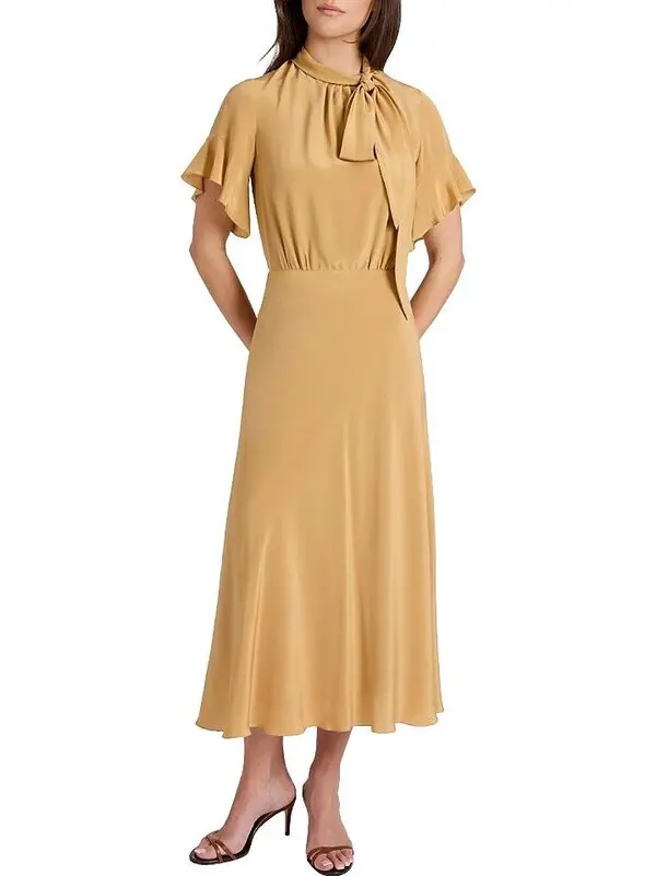 Santorelli Sabrina Silk Midi Dress - Dune Sand