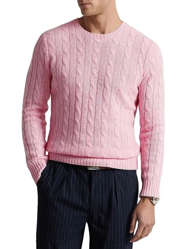 Polo Ralph Lauren Cashmere Cable Knit Crewneck Sweater - Dusty Carmel Pink
