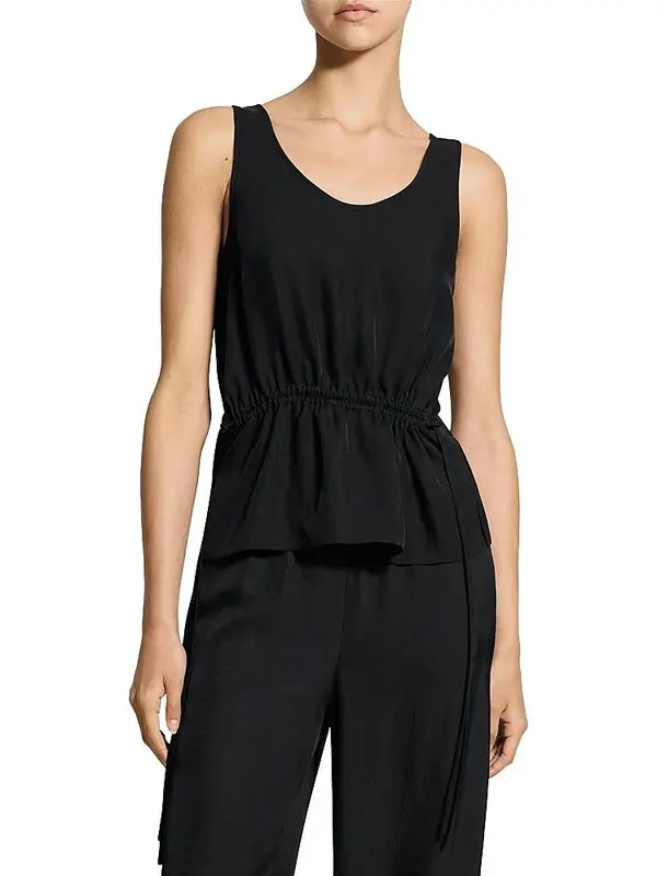 Theory Washed Tie Easy Tank Top - Black