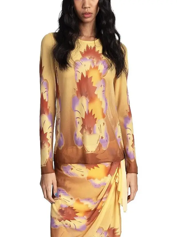 Anna Sui Sunburst Mesh Top - Sunset Multi
