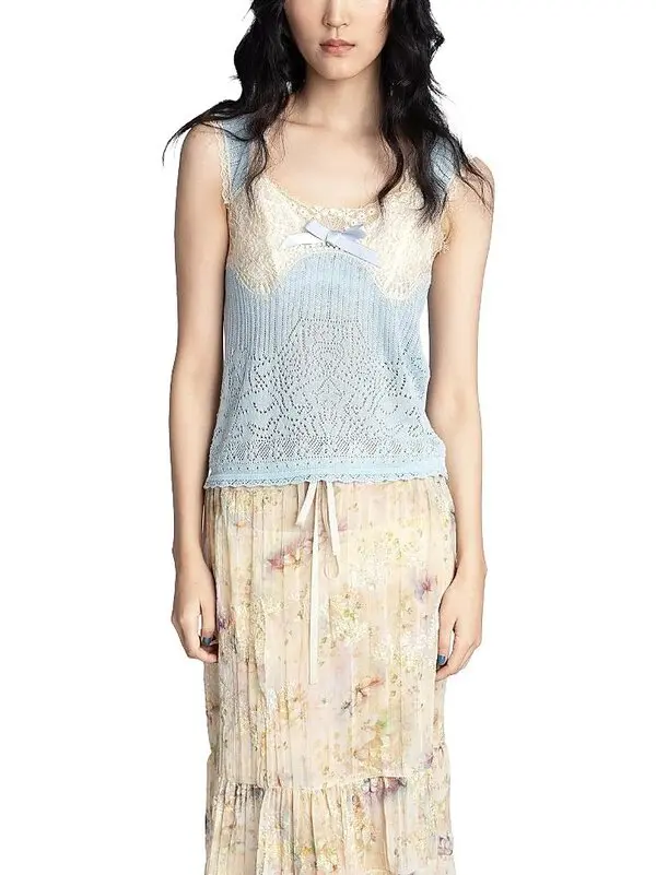 Anna Sui Lingerie Lace Knit Camisole - Sky Blue