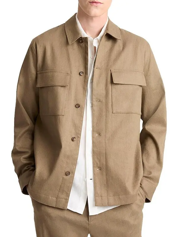 Vince Stretch Linen Chore Coat - Kalamata