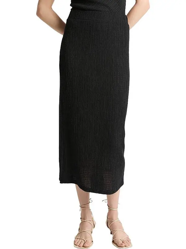 Vince Shadow Grid Midi Skirt - Black