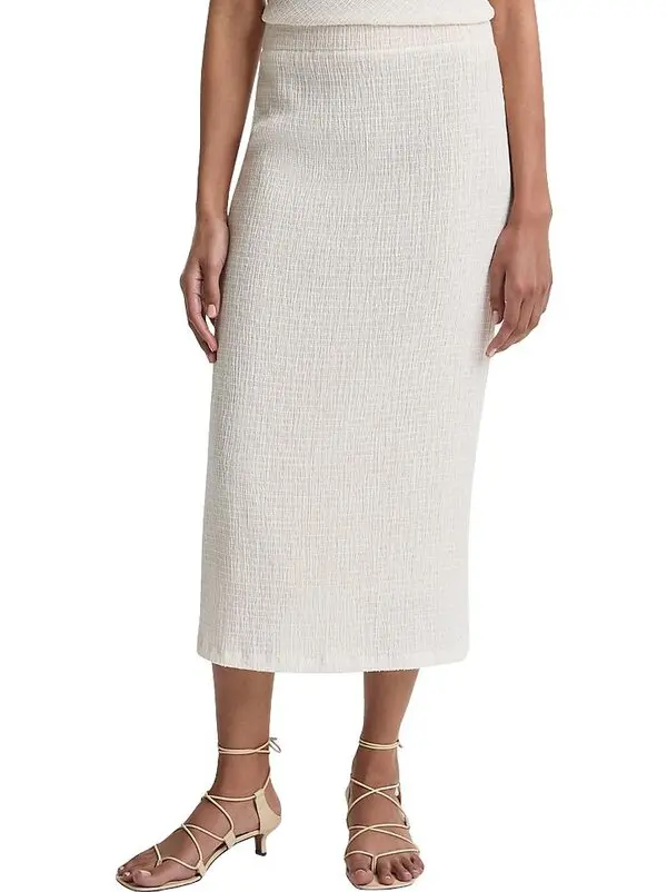 Vince Shadow Grid Midi Skirt - Chalk