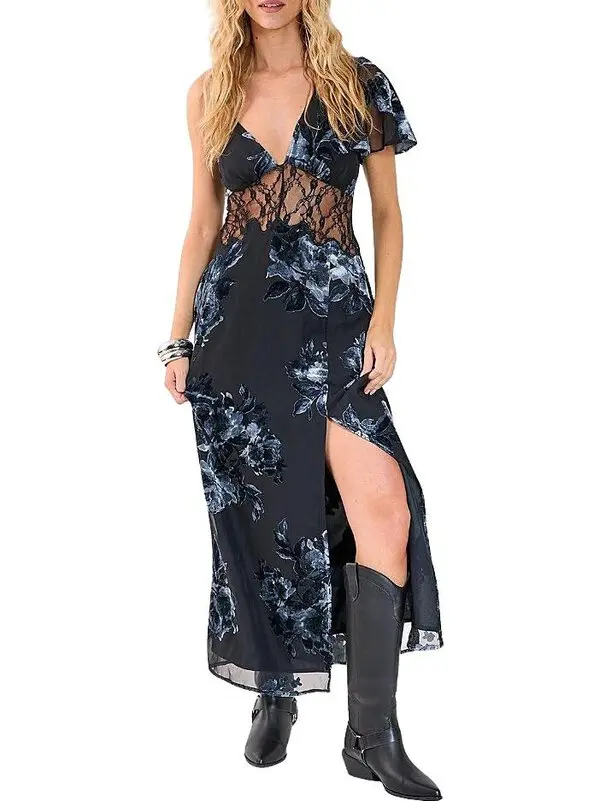 Nasty Gal Lace Insert Maxi Dress - Black