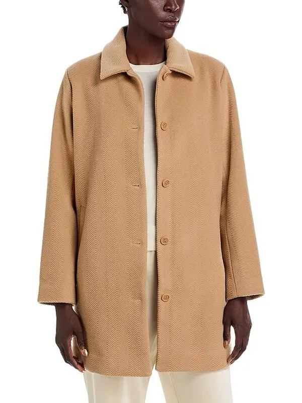 Eileen Fisher Wool Coat With Classic Collar - Biscuit