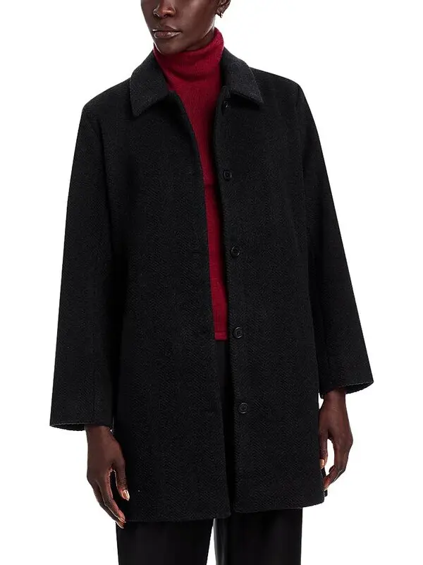 Eileen Fisher Wool Coat With Classic Collar - Charcoal