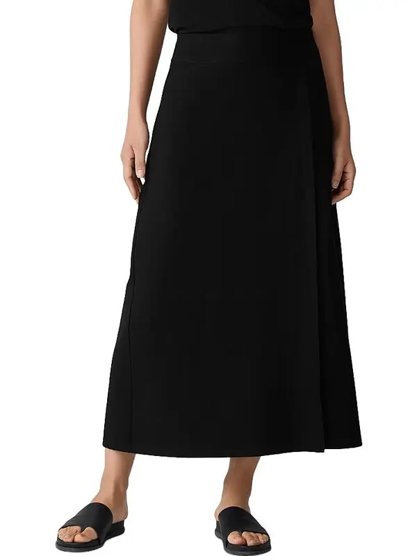 Eileen Fisher Wrap Front Midi Skirt - Black