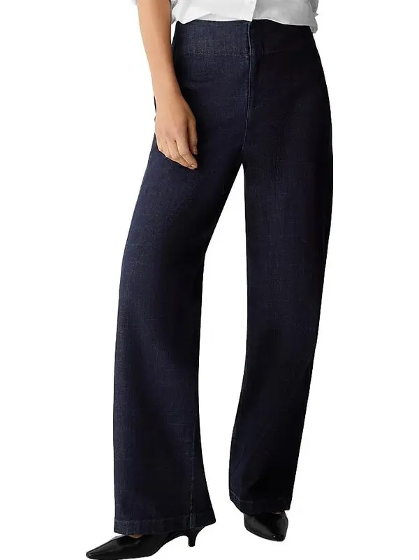 Eileen Fisher Denim Wide-leg Pants - Deep Indigo