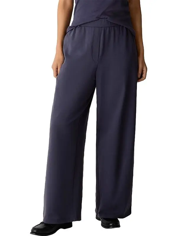Eileen Fisher High Waisted Wide Leg Trousers - Ink