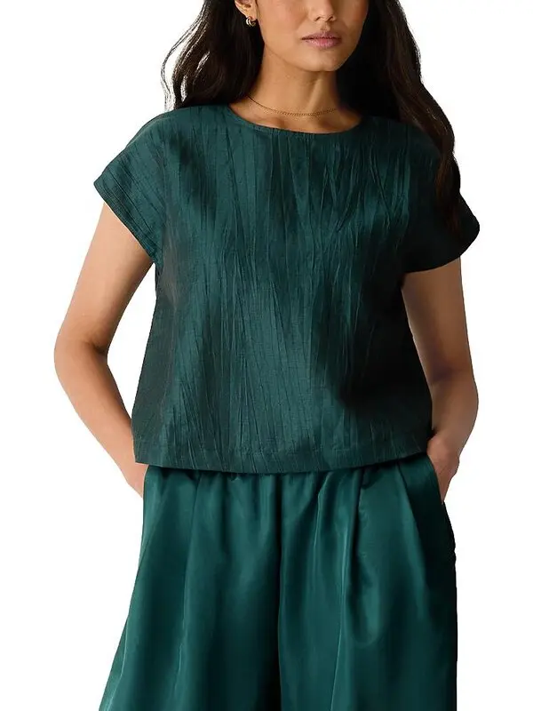 Eileen Fisher Round Neck Square Top - Kelp