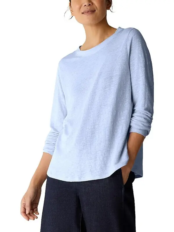 Eileen Fisher Petite Long Sleeve Linen Tee - Airy Blue