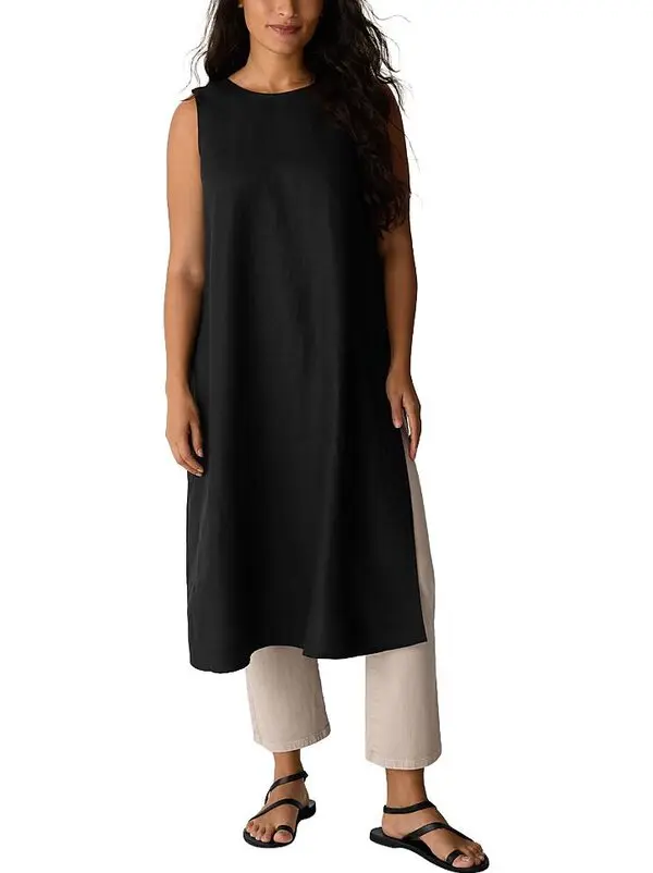 Eileen Fisher Round Neck Sleeveless Tunic - Black