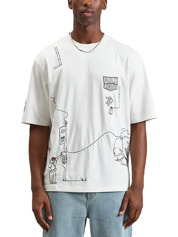 WAX LONDON Milton Stitch Graphic T-shirt - Off White