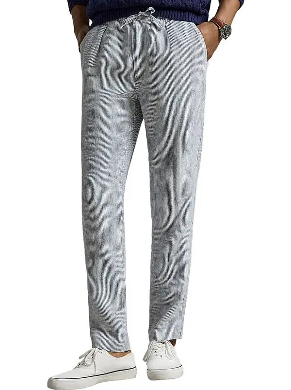 Polo Ralph Lauren Slim Tapered Fit Linen Pants - Navy Micro Stripe