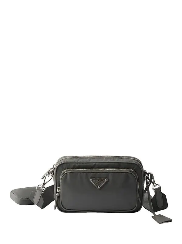 Prada Re-nylon Mini Shoulder Bag With Saffiano Leather Trim - Grey