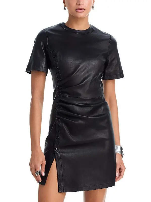 Rabanne Short Gathered Lambskin Dress - Black