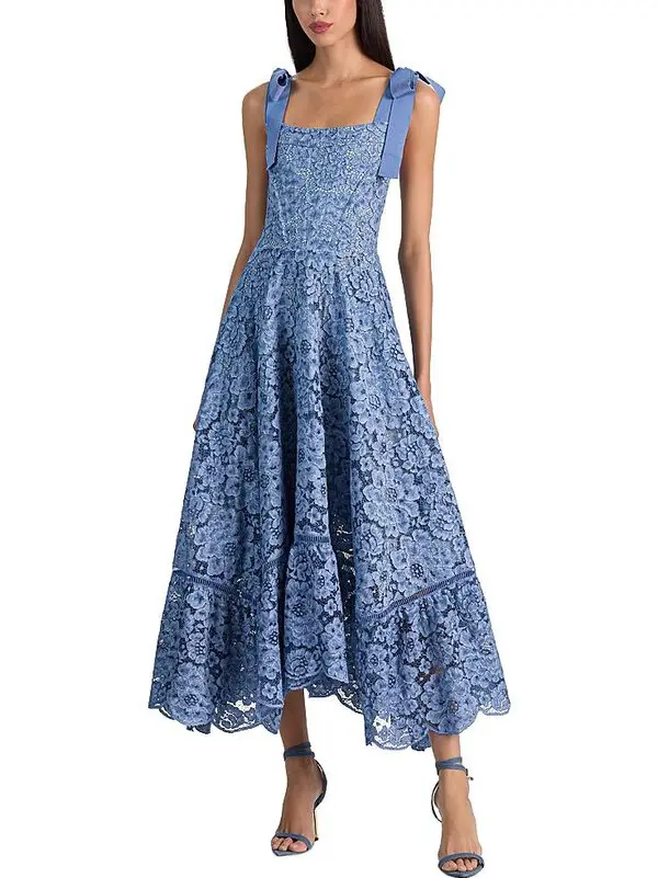 Alice + Olivia Rosalee Lace Midi Dress - Indigo