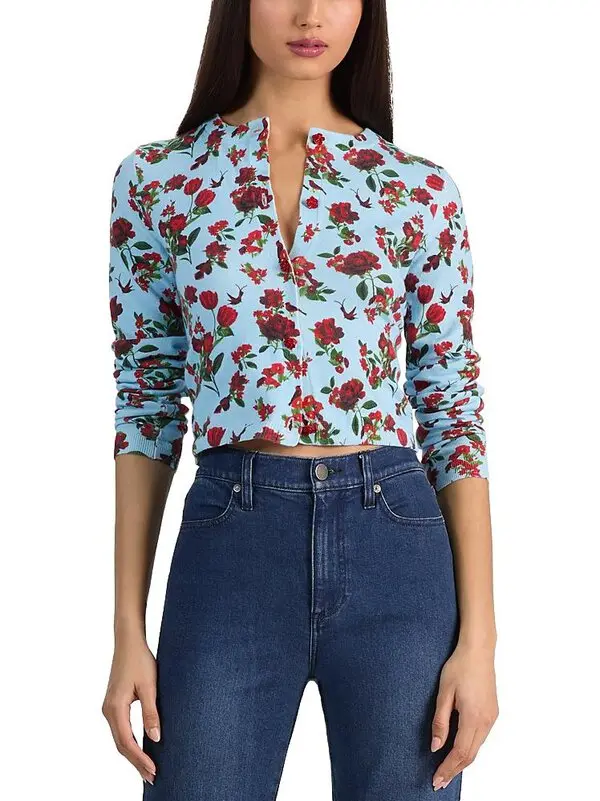 Alice + Olivia Carson Cropped Cardigan - American Beauty Blue