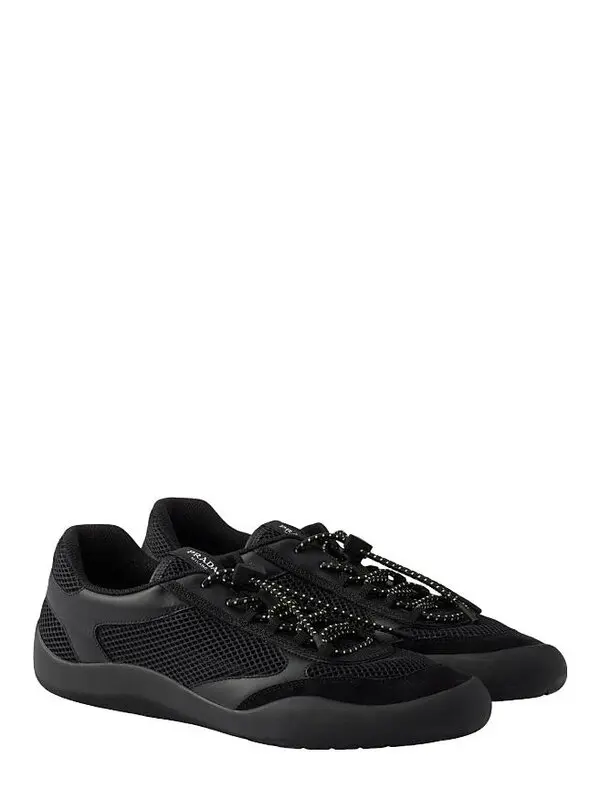 Prada Speedrock Mesh Fabric Sneakers - Black