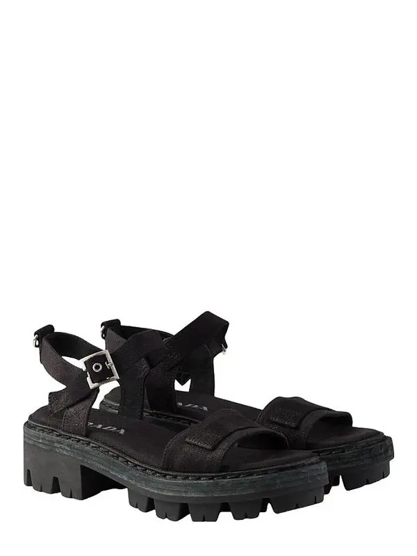 Prada Canvas Sandals - Black