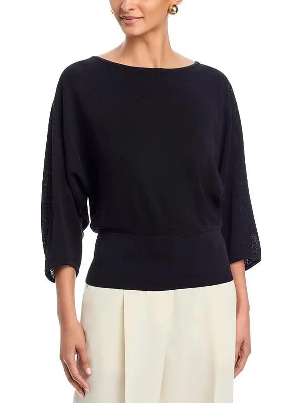 Lafayette 148 New York Blouson Wide Sleeve Sweater - Black