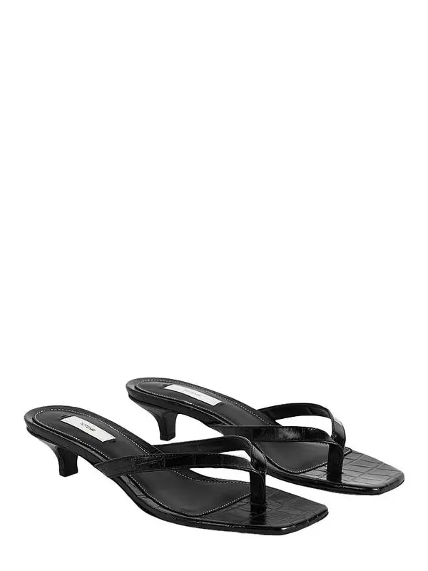 TOTEME Croco Embossed High Heel Flip Flops - Black