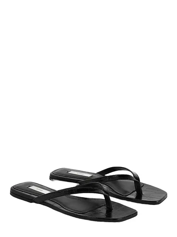 TOTEME Croco Embossed Flip Flops - Black