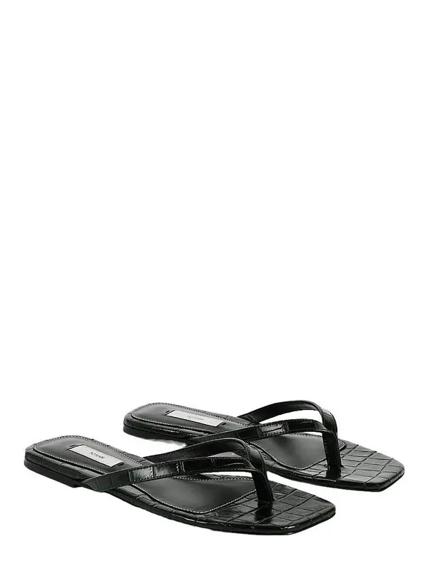 TOTEME Croco Embossed Flip Flops - Dark Green
