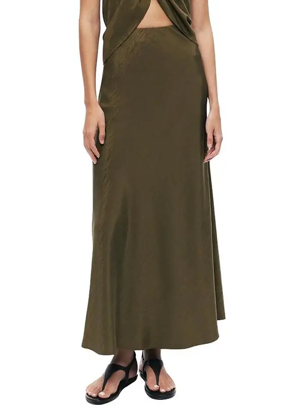 NOCTURNE Flared Midi Skirt - Khaki