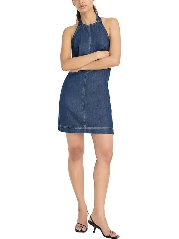 Good American Denim Halter Shift Dress - Indigo