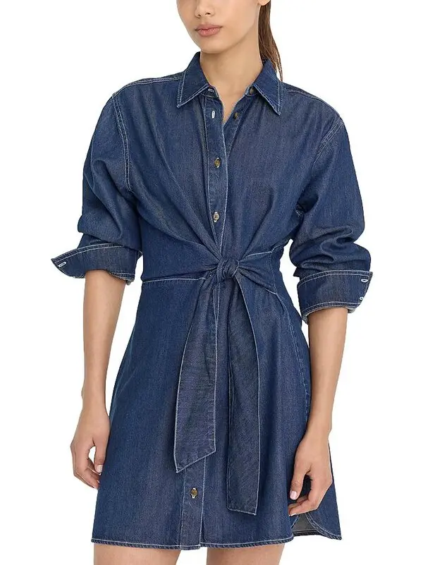 Good American Denim Wrap Shirt Dress - Indigo
