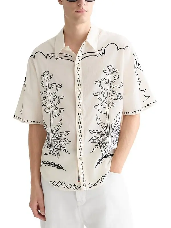 Scotch & Soda Embroidered Seersucker Shirt - Eggnog