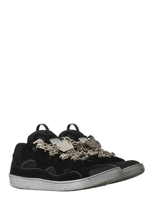 LANVIN Curb Sneakers With Id Chain - Black/silver