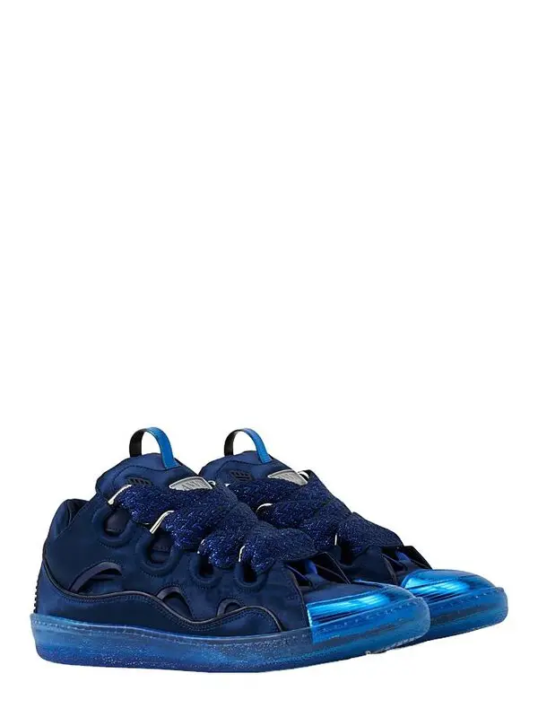 LANVIN Curb Sneakers In Satin And Calf Nappa Leather - Electric Blue