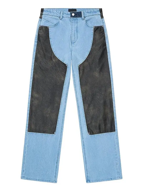 RtA Eliott Straight Fit Two Tone Combo Jeans - Blue Pinstripe Combo
