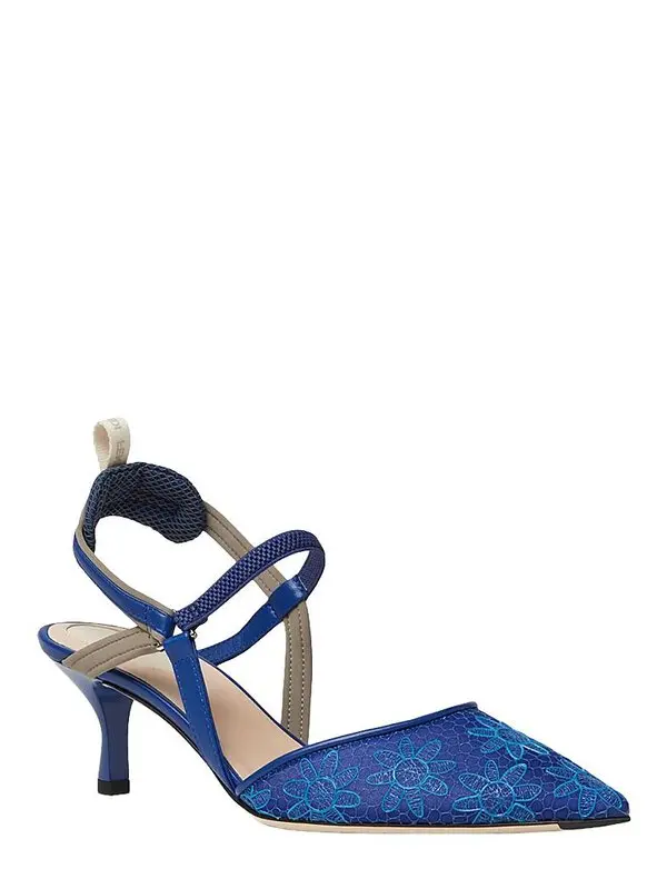 Fendi Kitten Heel Slingback Pumps - Royal/light Aquamarine