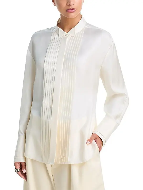 RÓHE Shaped Tuxedo Silk Shirt - Cream