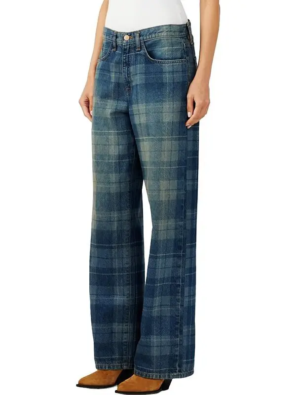 TRIARCHY Sparrow Mid-rise Baggy Jeans - Tartan Medium Indigo