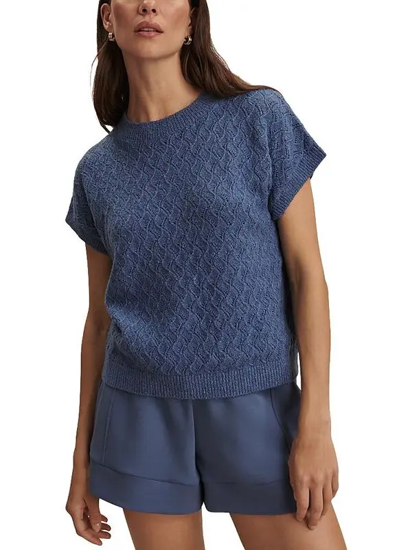 Varley Maneae Pointelle Sweater - Bijou Blue