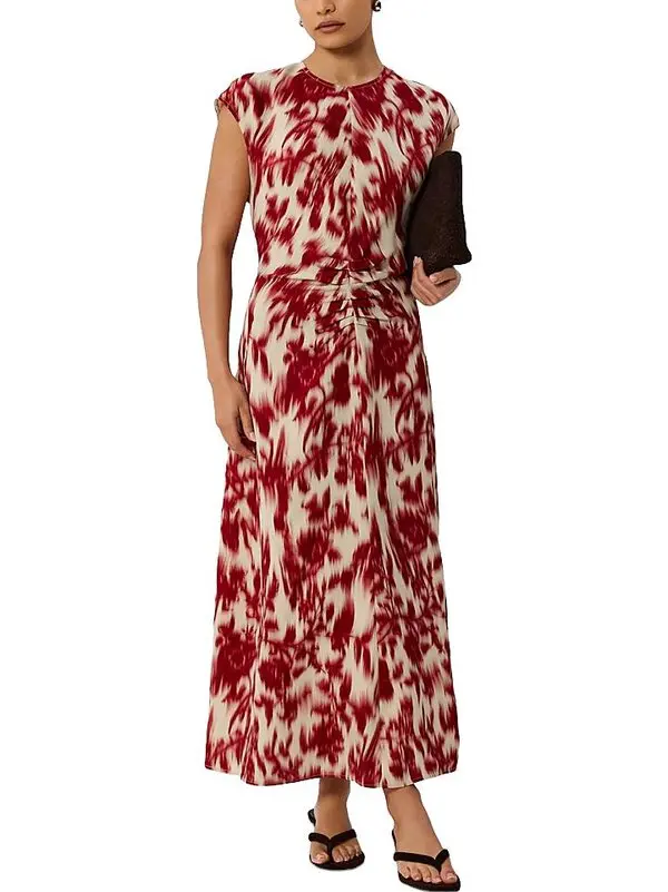 Whistles Blurred Floral Crepe Dress - Red/multi