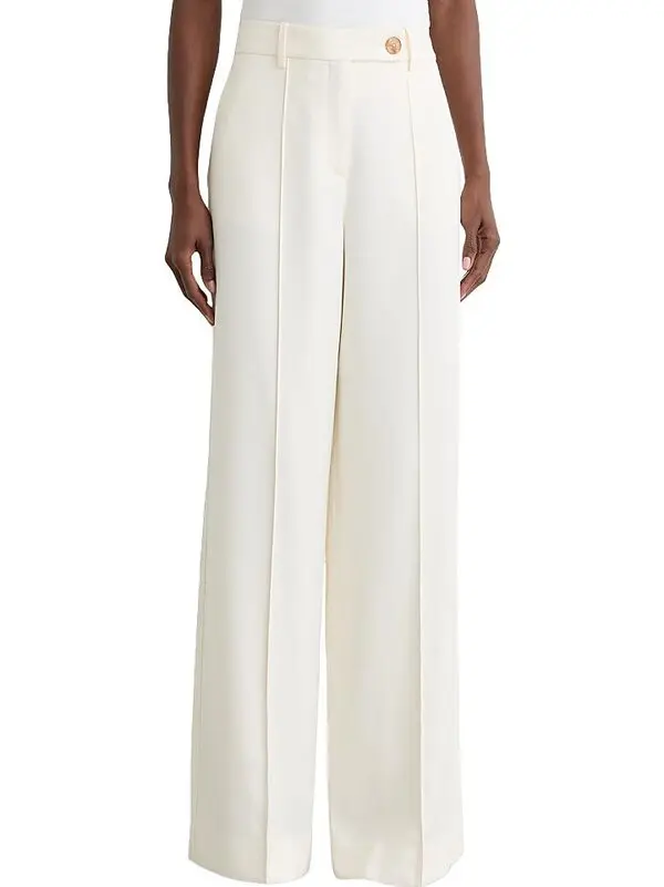 REISS Petites Wide Leg Trousers - Cream