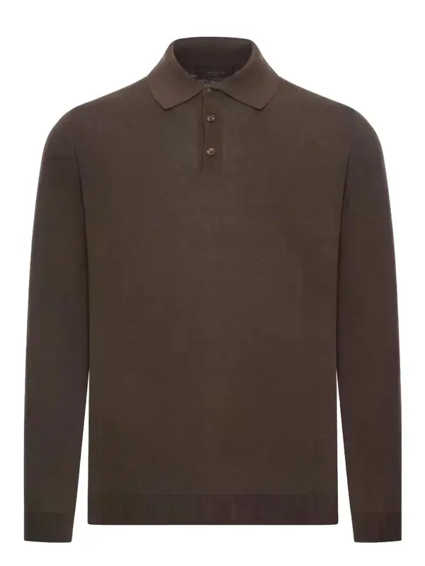 ZANONE Long-sleeve Button Polo Shirt - Brown