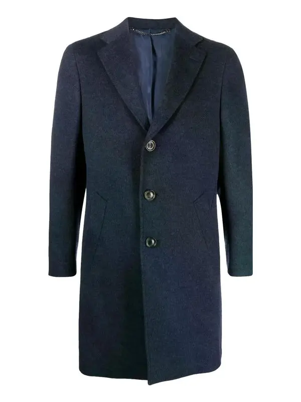 Canali Single-breasted Wool-blend Pea Coat - Blue